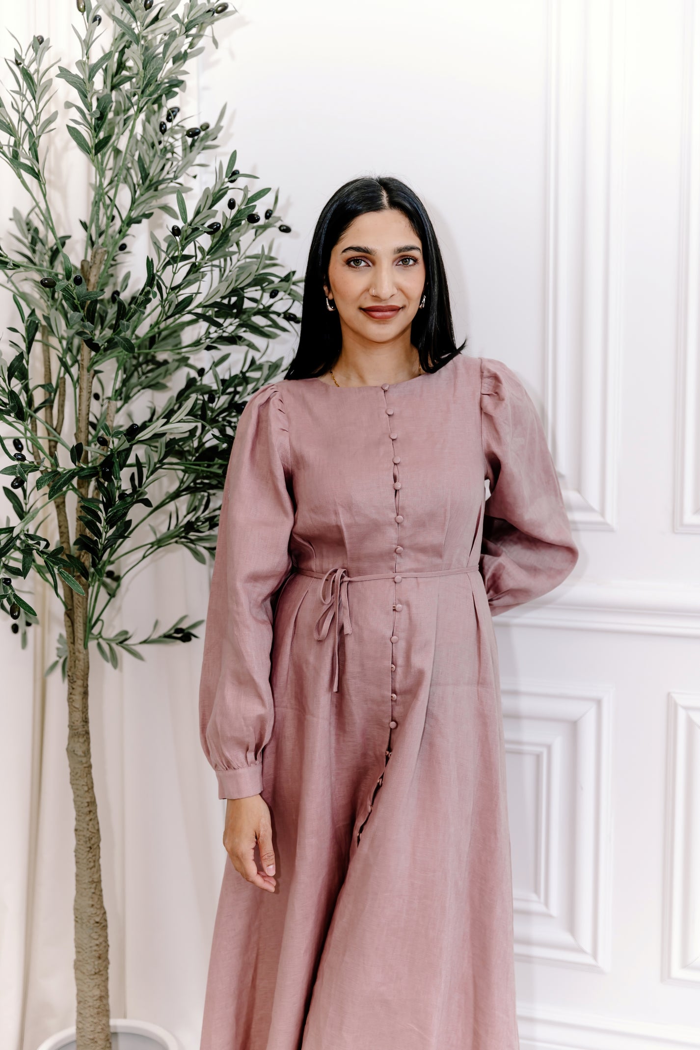 100% Linen Aira Maxi Dress - Mauve Mood – ENROBE